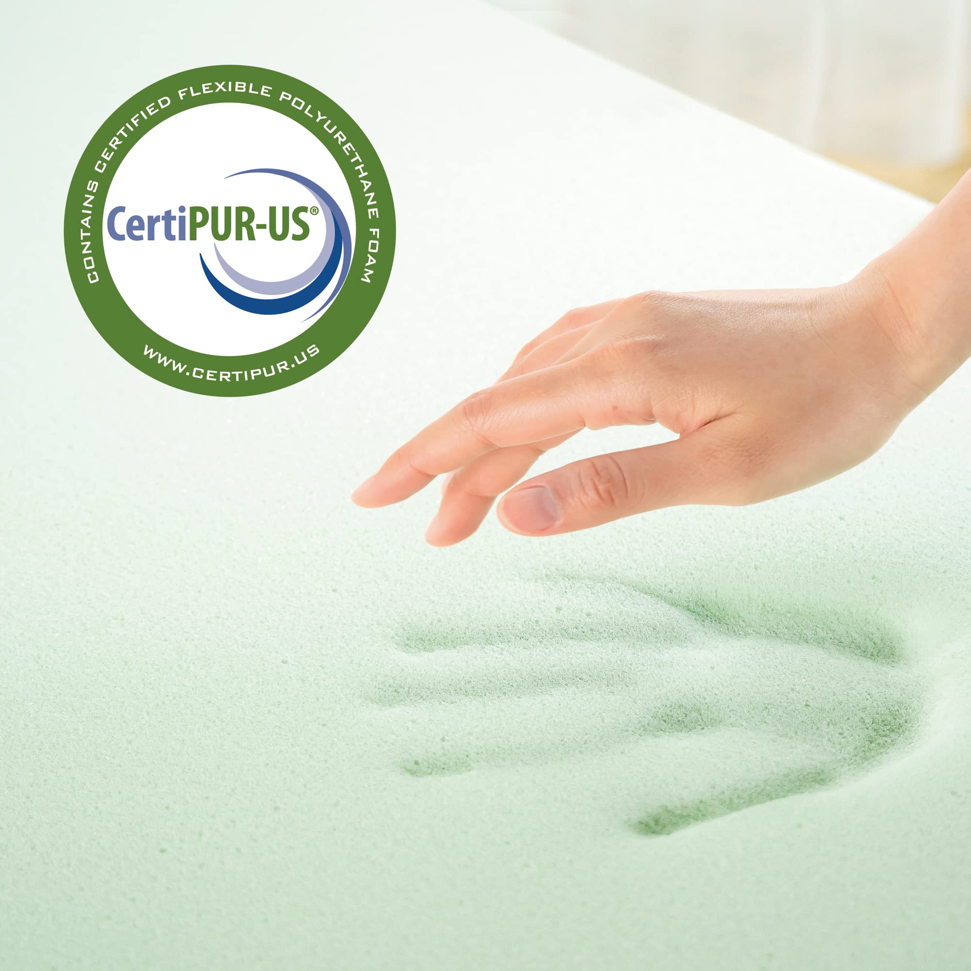 ZINUS 3 Inch Green Tea Memory Foam Mattress Topper, Pressure-Relieving Layers, CertiPUR-US Certified, Twin