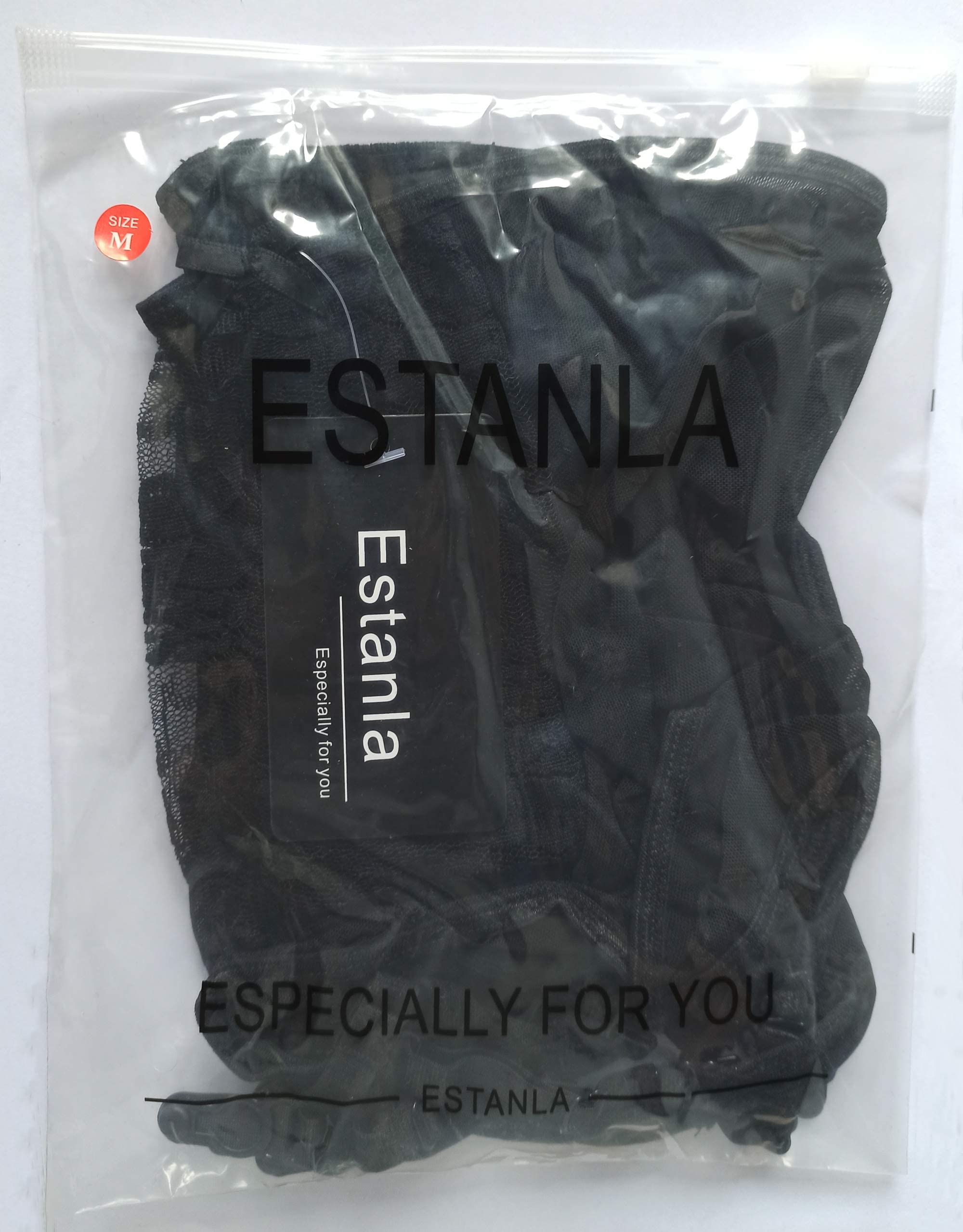 Estanla Women's Sexy High-waisted Hollow-out Lace Garters (Large,Black)