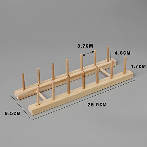 Yiju Sewing Thread Holder Embroidery Storage Multi Spools Wood Shelf Quilting Organizer Needlework Bobbin Rope Wooden Thread Rack Decoration Tool, 29.5cmx9.5cmx4.6cm