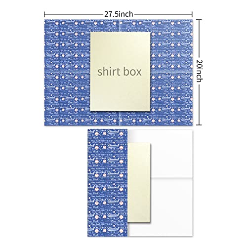 FIEHALA Flat Wrapping Paper Sheets - 12 Sheets with 4 Baseball Patterns - Pre cut & Folded Flat Design (20 inch × 27.5 inch per sheet)