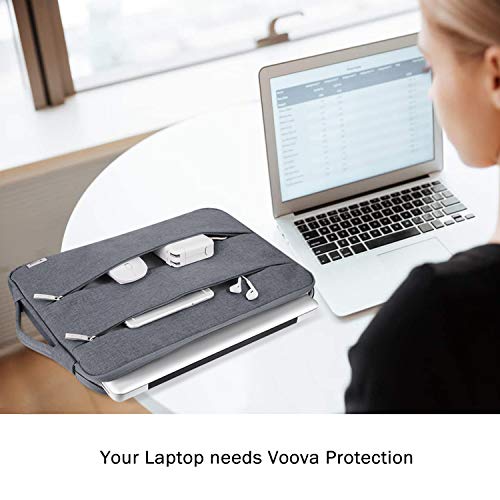 Voova 11 11.6 12 Inch Laptop Sleeve Case, Waterproof Tablet Cover Bag Compatible with MacBook Air 11 12, Surface Pro 7+/7/6/5/4, Surface Laptop Go 2, HP Samsung Acer Asus Chromebook with Handle, Grey
