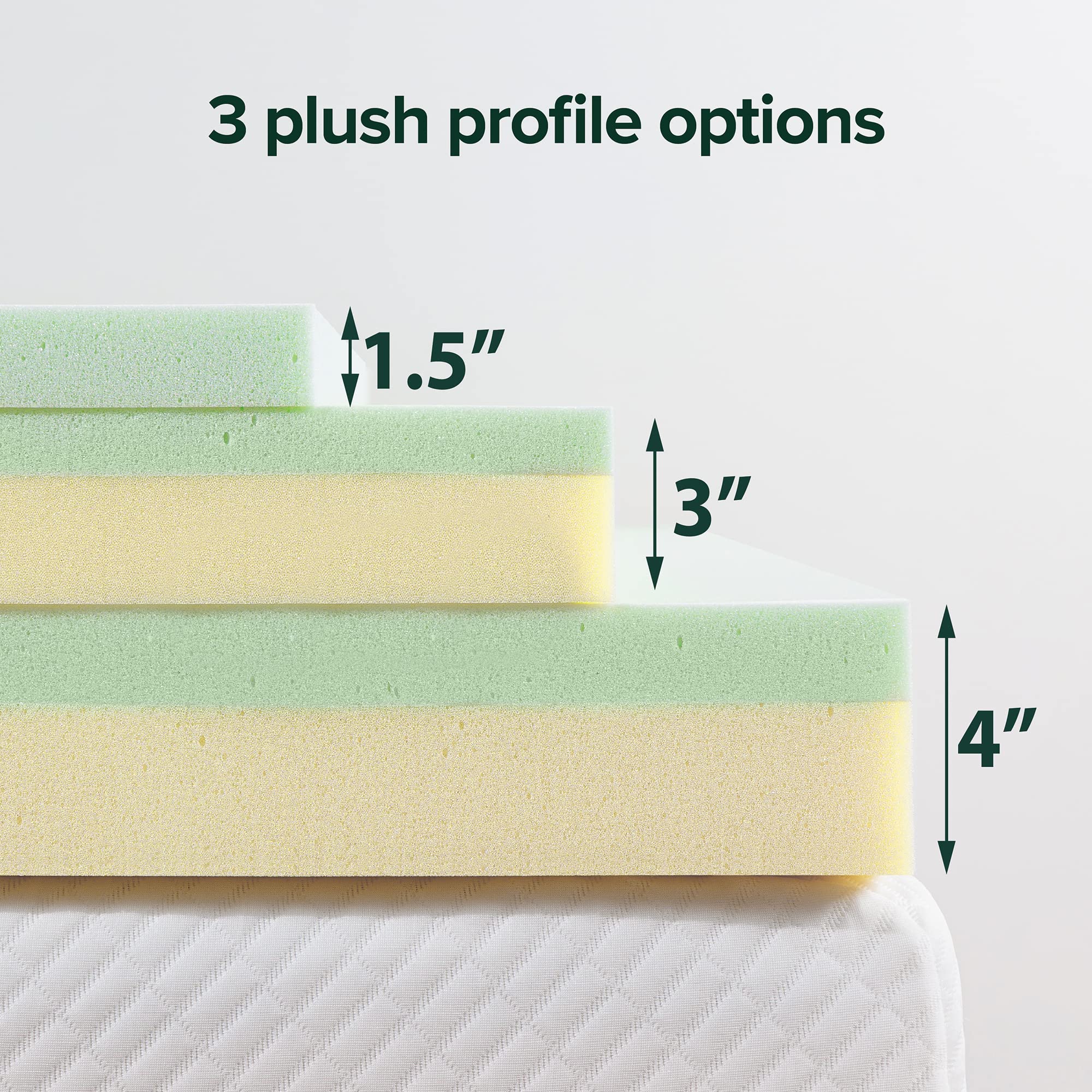 ZINUS 3 Inch Green Tea Memory Foam Mattress Topper, Pressure-Relieving Layers, CertiPUR-US Certified, Twin