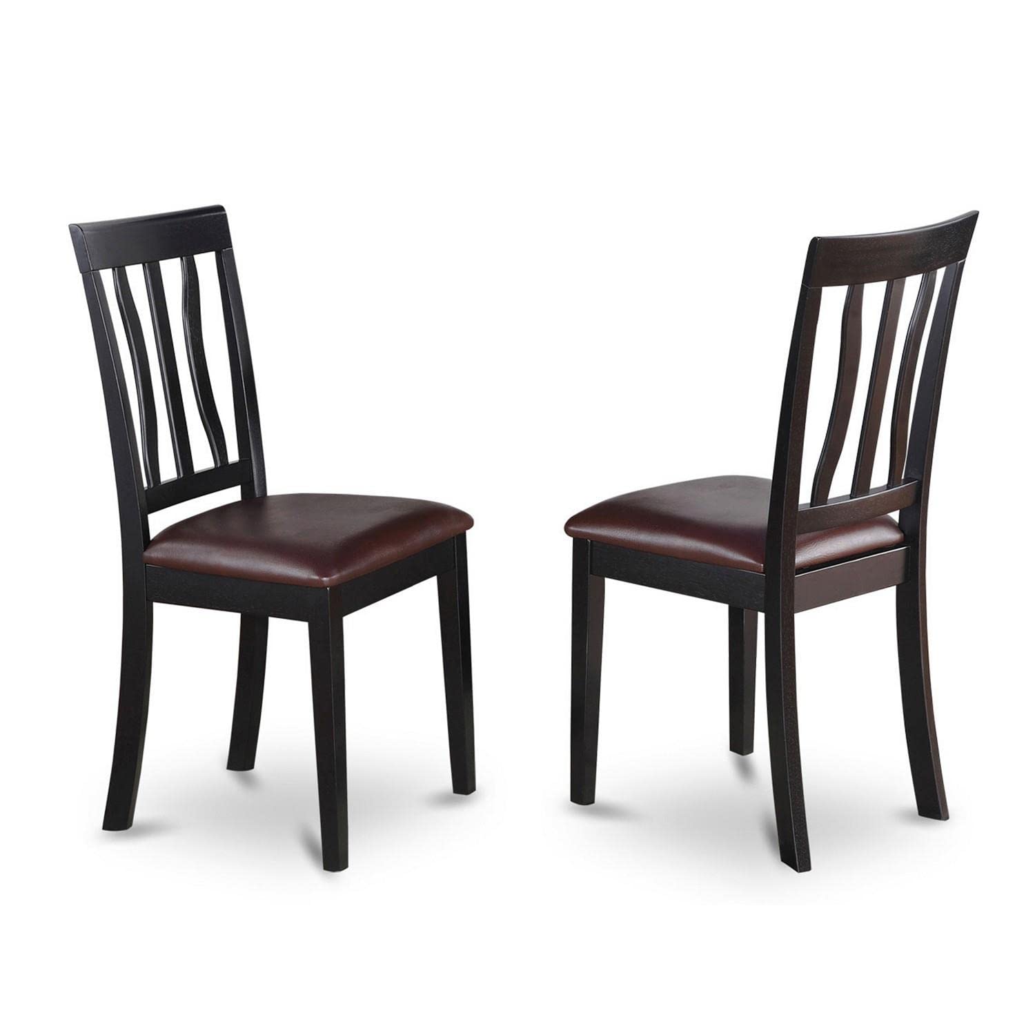 East West Furniture DLAN5-BCH-LC 5 Piece Dining Room Furniture Set Includes a Round Kitchen Table with Dropleaf and 4 Faux Leather Upholstered Dining Chairs, 42x42 Inch, Black & Cherry