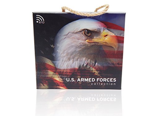 US Armed Forces Collection Mens Genuine Leather Wallets - Gift Boxed Bi-Fold and Tri-Fold Leather Wallets (US Airforce Bi-Fold, Black)