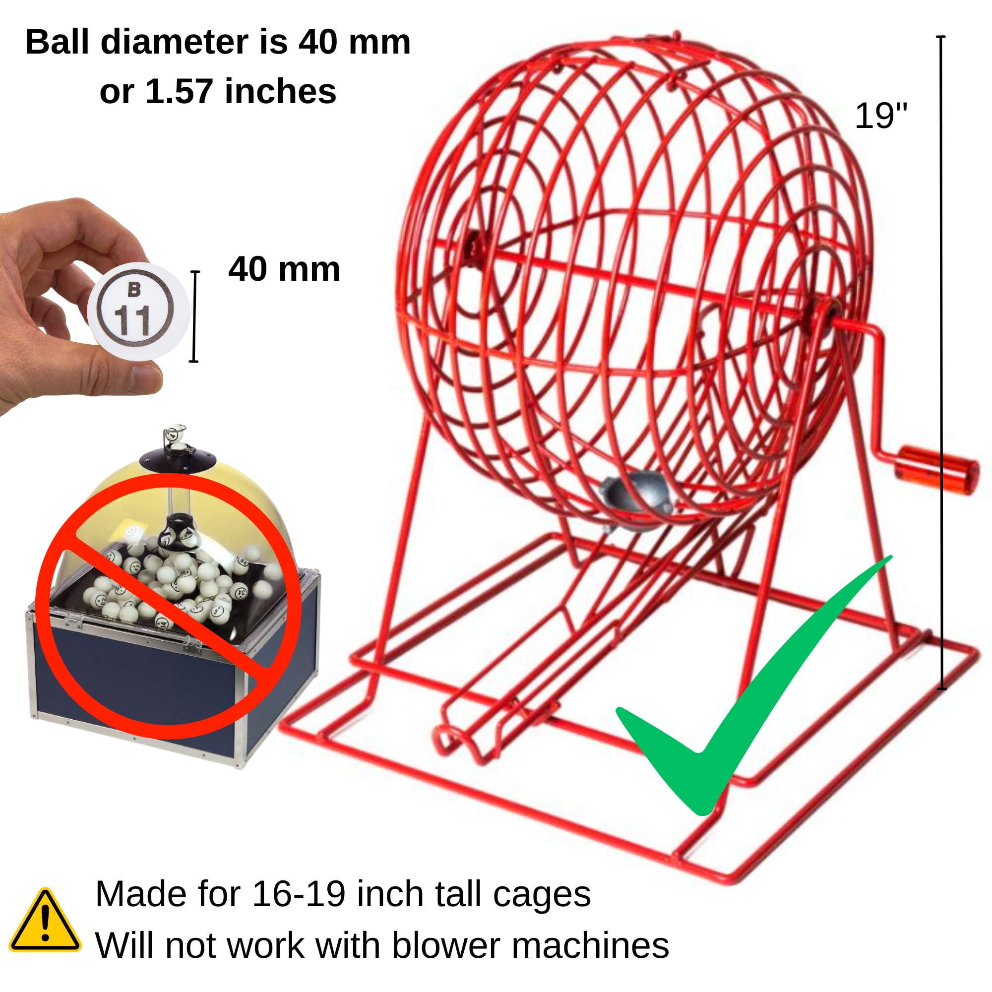 MR CHIPS Professional 1.57β (40 mm) White Single Number Bingo Balls - Ping Pong Style for Manual Cage Only