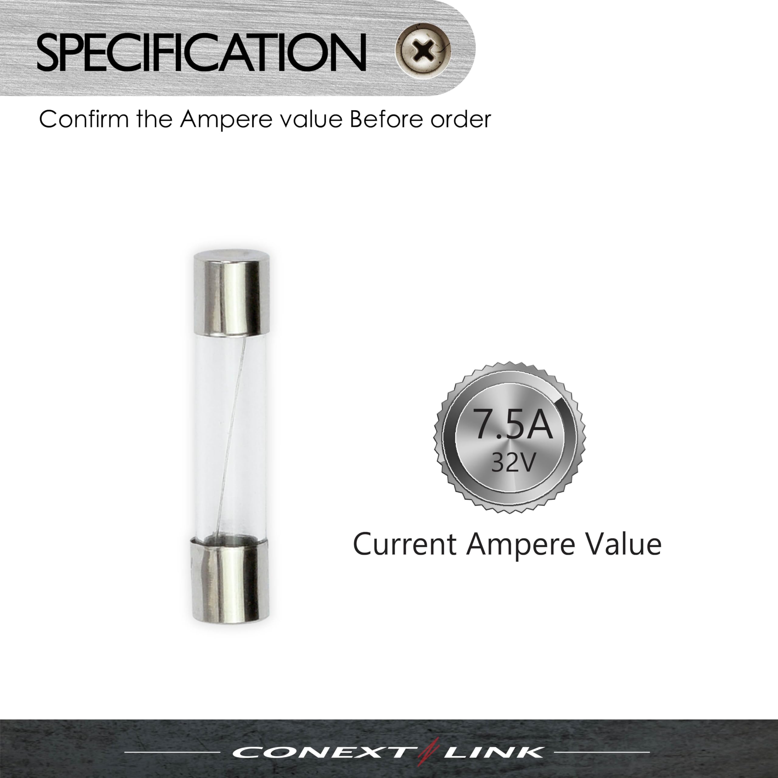 Conext Link AGC 7.5-25 Nickel Glass Tube Fuse 25 Pack [7.5 Amp] （14375）