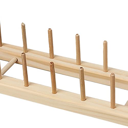 Yiju Sewing Thread Holder Embroidery Storage Multi Spools Wood Shelf Quilting Organizer Needlework Bobbin Rope Wooden Thread Rack Decoration Tool, 29.5cmx9.5cmx4.6cm
