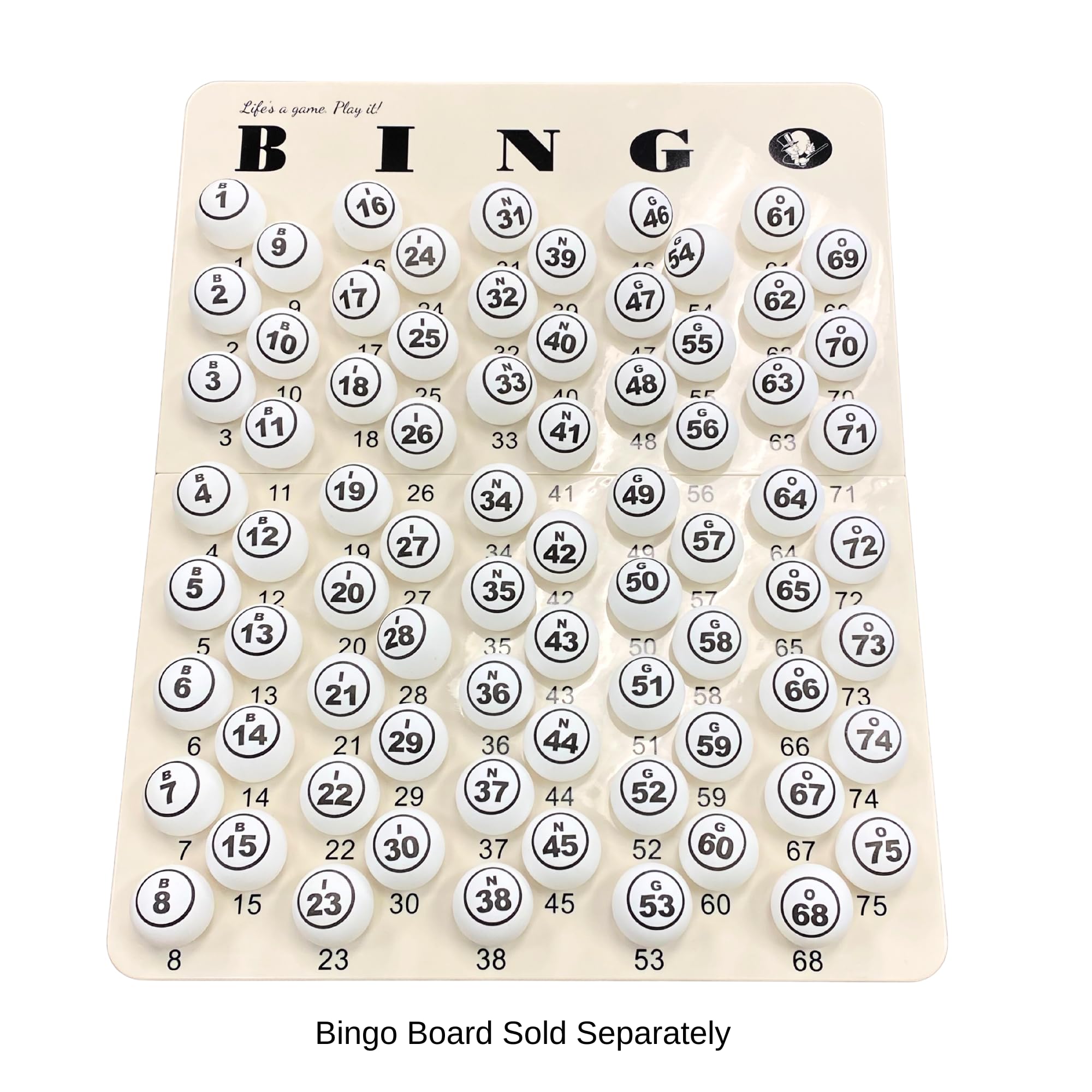 MR CHIPS Professional 1.57β (40 mm) White Single Number Bingo Balls - Ping Pong Style for Manual Cage Only