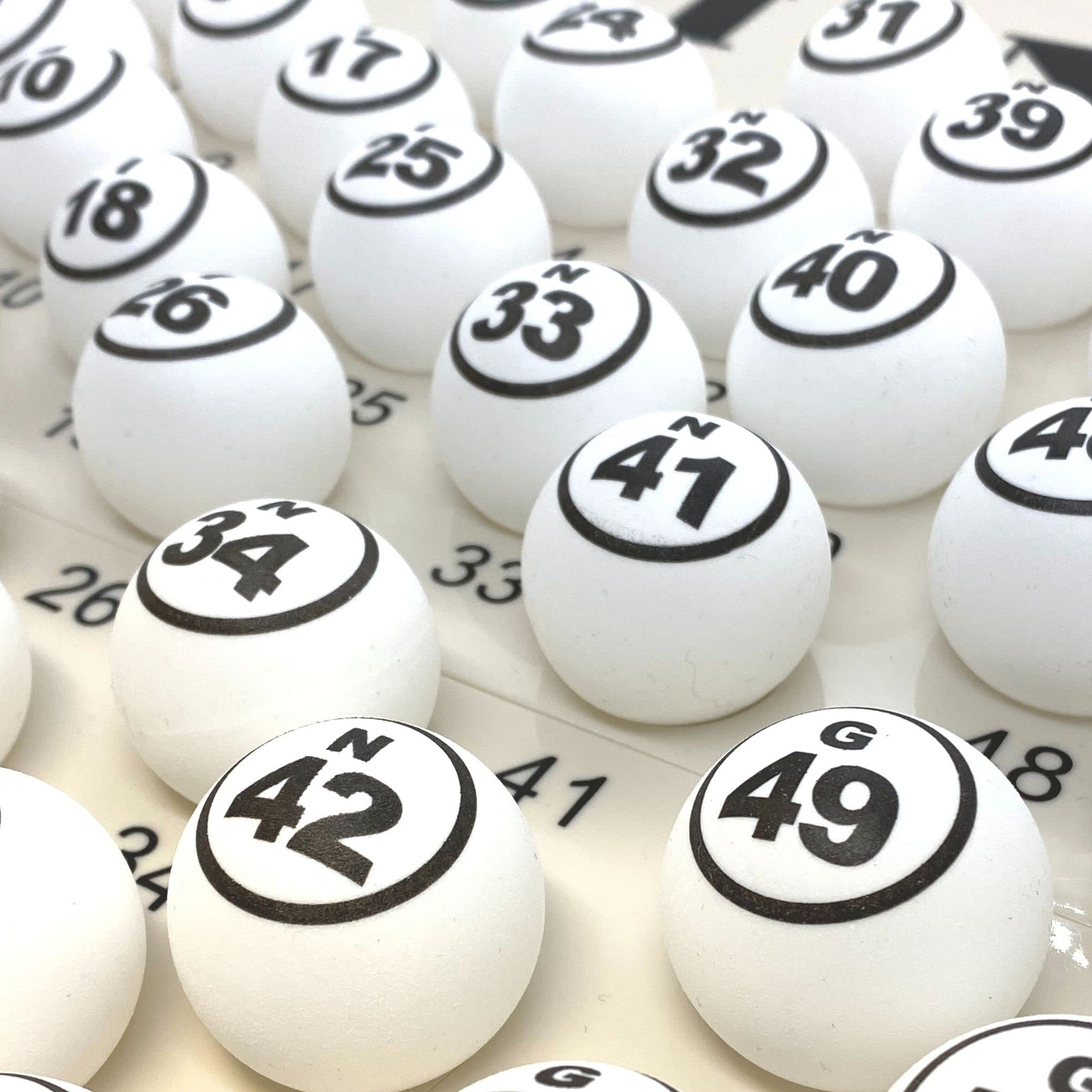 MR CHIPS Professional 1.57β (40 mm) White Single Number Bingo Balls - Ping Pong Style for Manual Cage Only