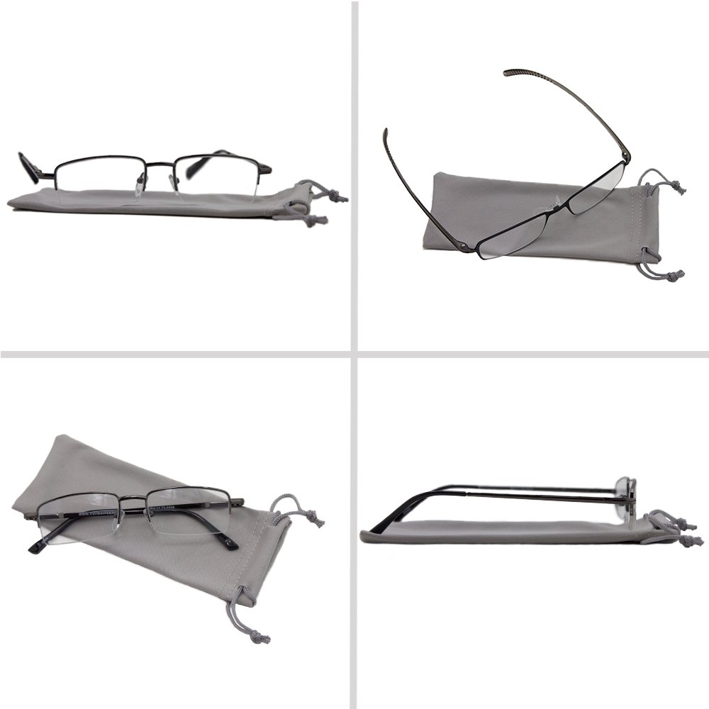 TruVision Readers 3 Pk - Gunmetal Metal Frames and Clear Acrylic Lenses 2.75