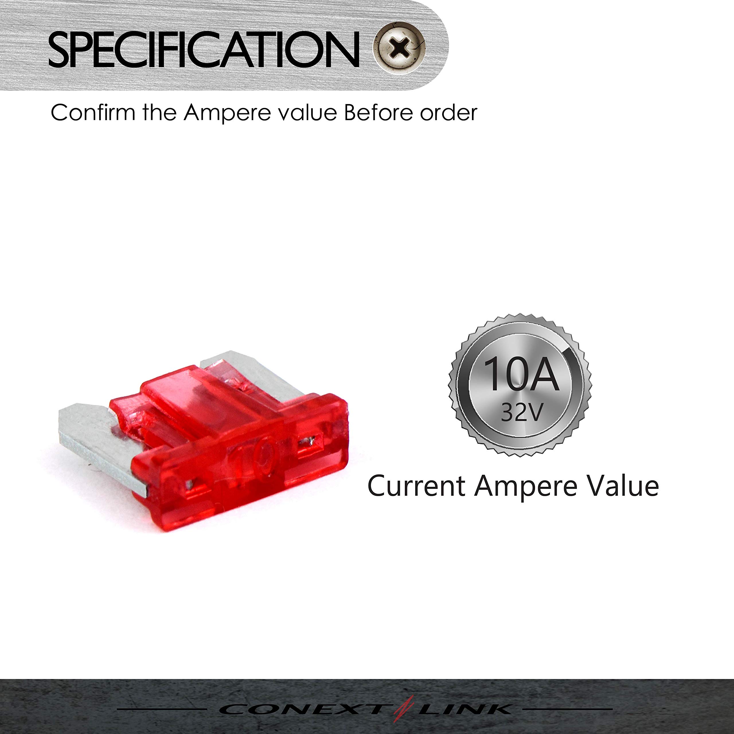 Conext Link ATMLP10-50 ATM Low Profile Fuse Nickle Plated 50 Pack (10 Amp) (14482)