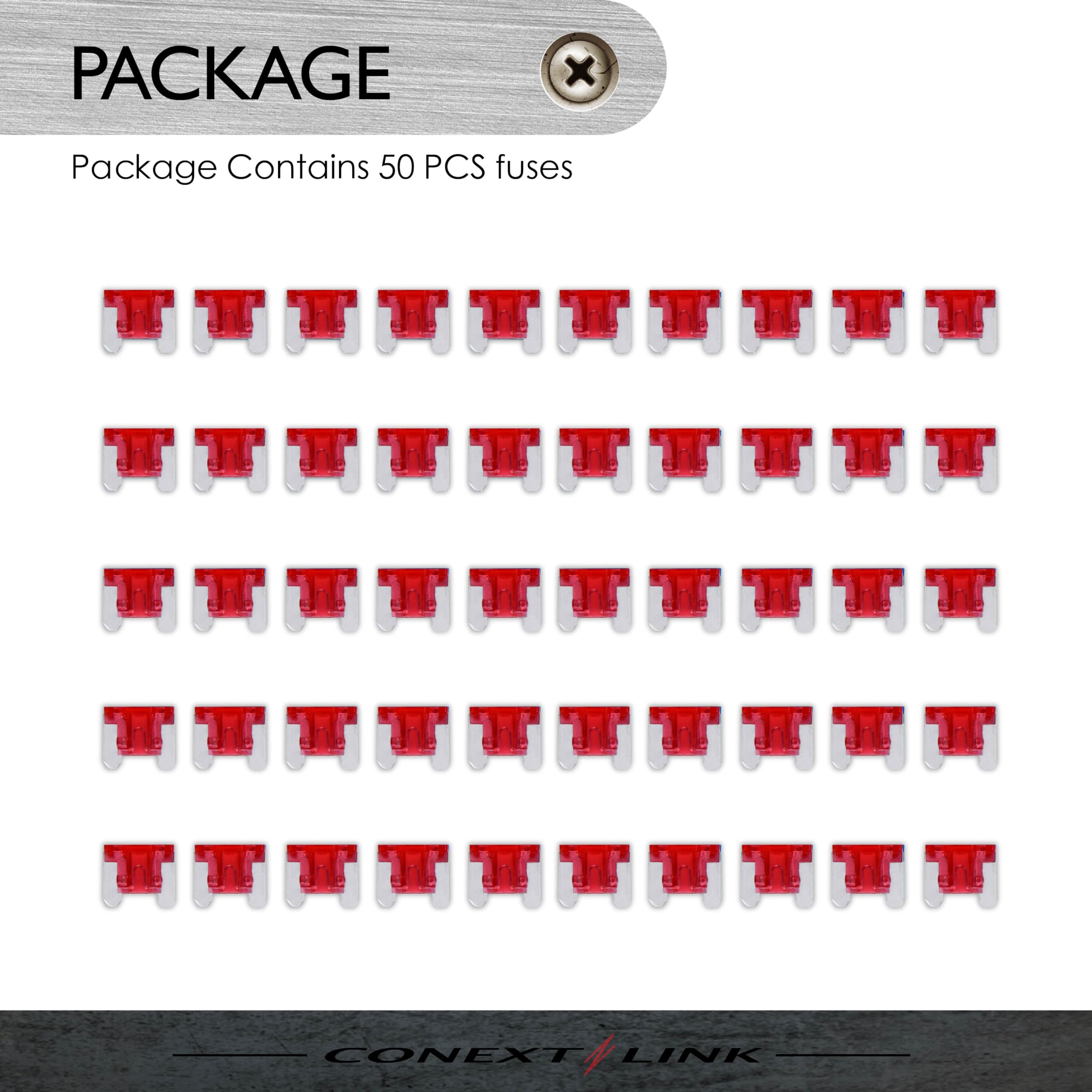 Conext Link ATMLP10-50 ATM Low Profile Fuse Nickle Plated 50 Pack (10 Amp) (14482)