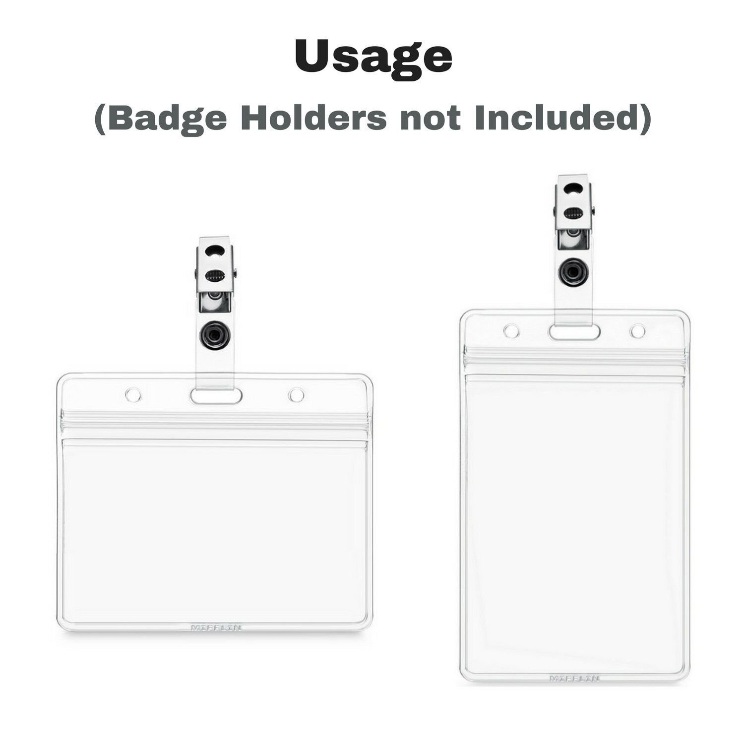 Metal Badge Clips 100 Pack Double Hole Badge Clips Clear Badge Clips Bulk Metal Badge Clips with Clear PVC Straps for ID Cards Nametag Badge Holders Office School