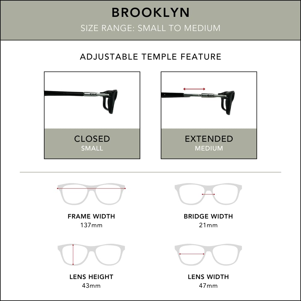 Clic Magnetic Reading Glasses for Men or Women, Computer Readers, Brooklyn (S-M, Dark Matte Grey, 2.00 Magnification)