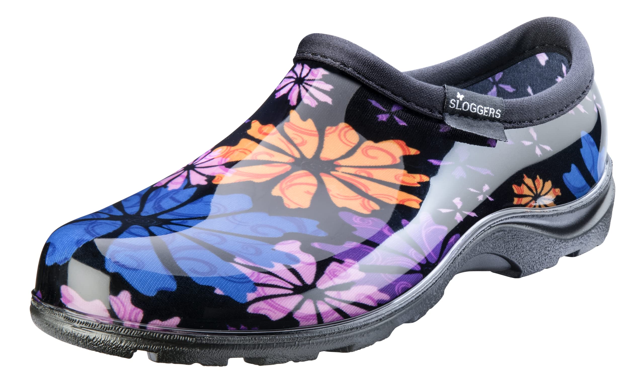 Sloggers Original Waterproof Rain and Garden Shoe for Womenâ Outdoor Slip-On Garden Clog - Made in The USA with Premium Comfort Insole and Arch Support - Flower Power, Size 7