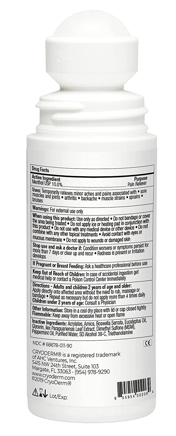 CryoDerm D-Roll-On-3oz-4 Cold Roll-On 3 oz. (Pack of 4)