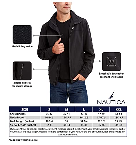 Nautica Casual Lightweight Full Zip Windbreaker-Weather Resistant Golf Jacket for Men (S-XXL), Stone, Medium