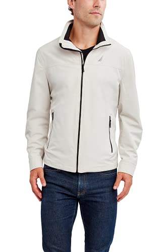 Nautica Casual Lightweight Full Zip Windbreaker-Weather Resistant Golf Jacket for Men (S-XXL), Stone, Medium