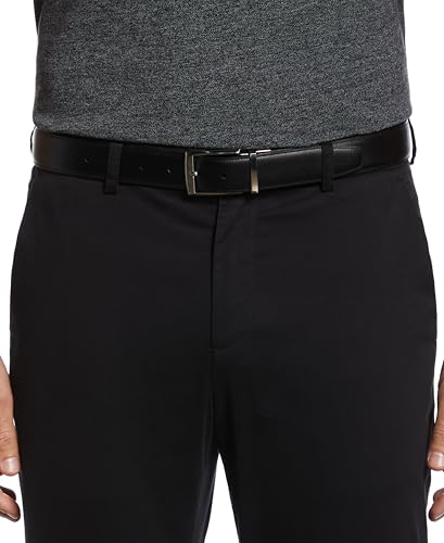Perry Ellis Men's Portfolio Amigo Reversible Leather Belt, Stitched Edges, Durable, 1.5β Width (Available in Big & Tall), Luggage Brown, 42