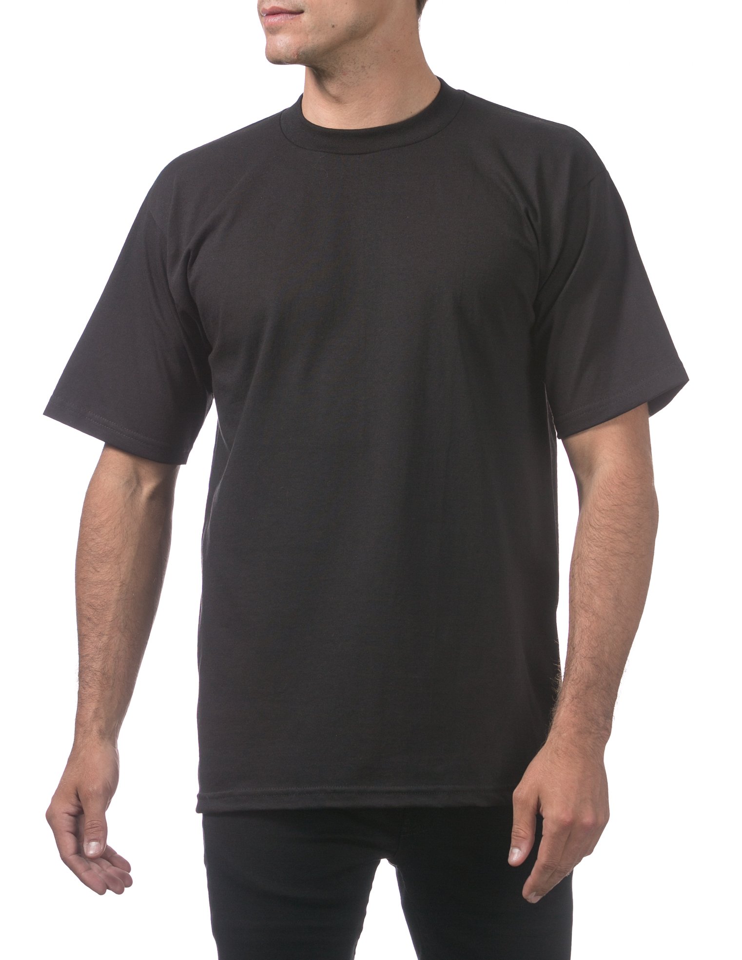 Pro Club Men's Heavyweight Cotton Short Sleeve Crew Neck T-Shirt, Black, XL-Tall