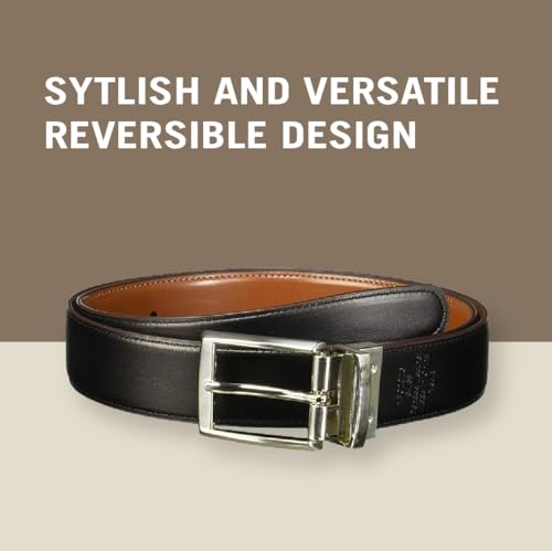 Perry Ellis Men's Portfolio Amigo Reversible Leather Belt, Stitched Edges, Durable, 1.5β Width (Available in Big & Tall), Luggage Brown, 42