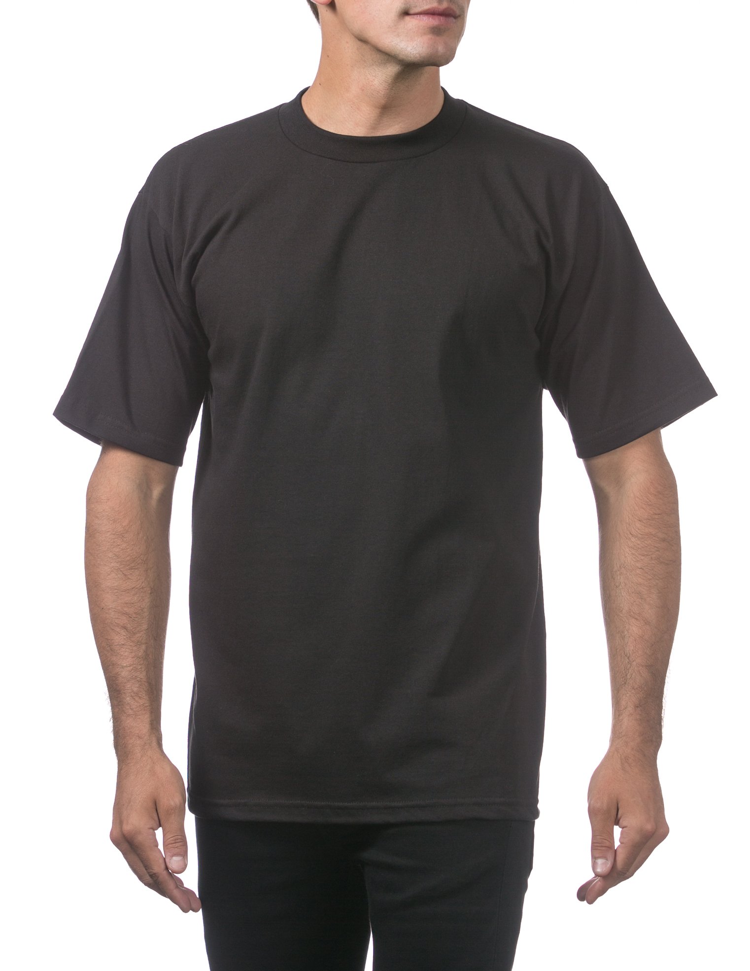 Pro Club Men's Heavyweight Cotton Short Sleeve Crew Neck T-Shirt, Black, XL-Tall