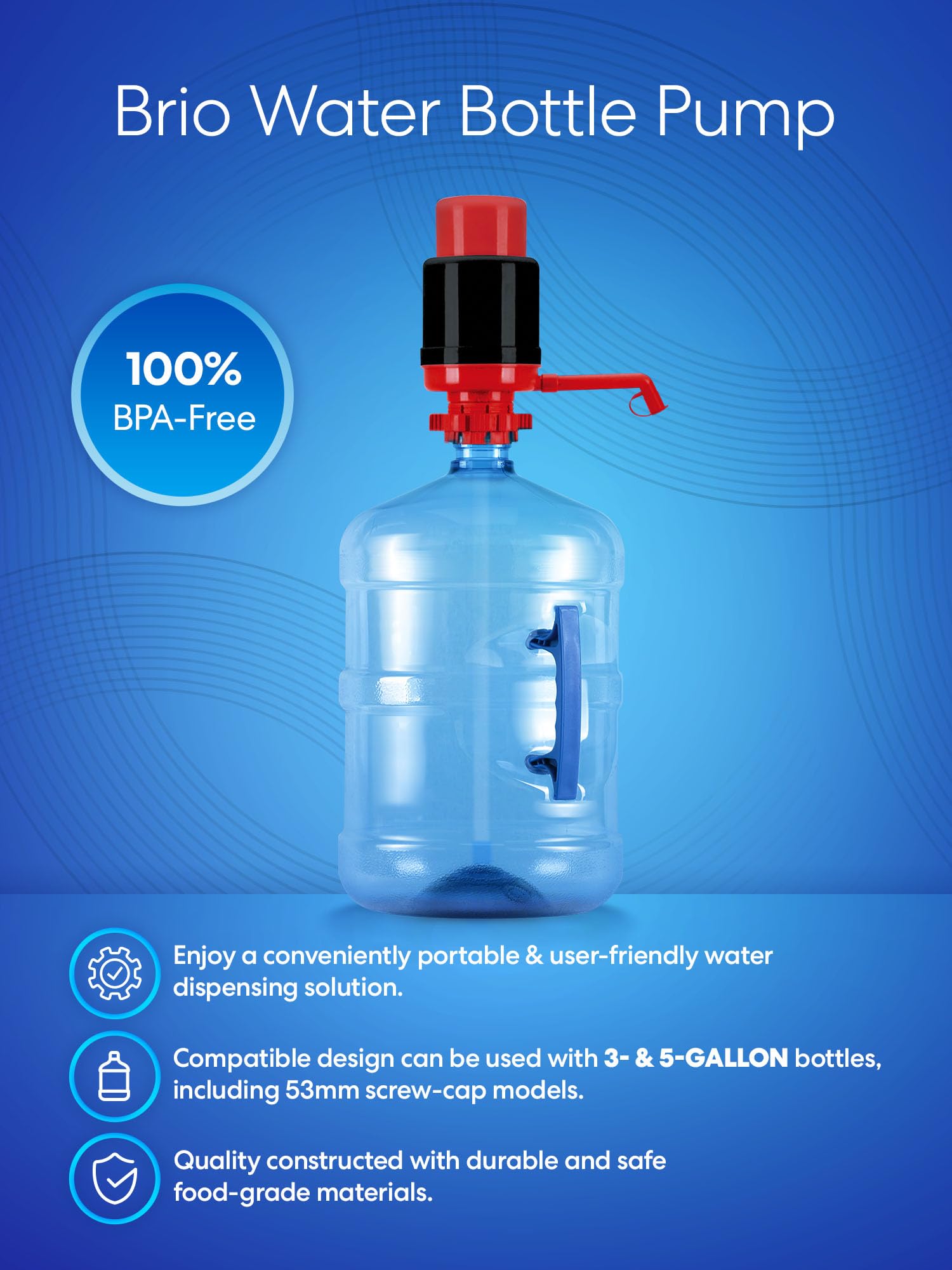 Brio Universal Manual Drinking Water Pump (Red/Black)