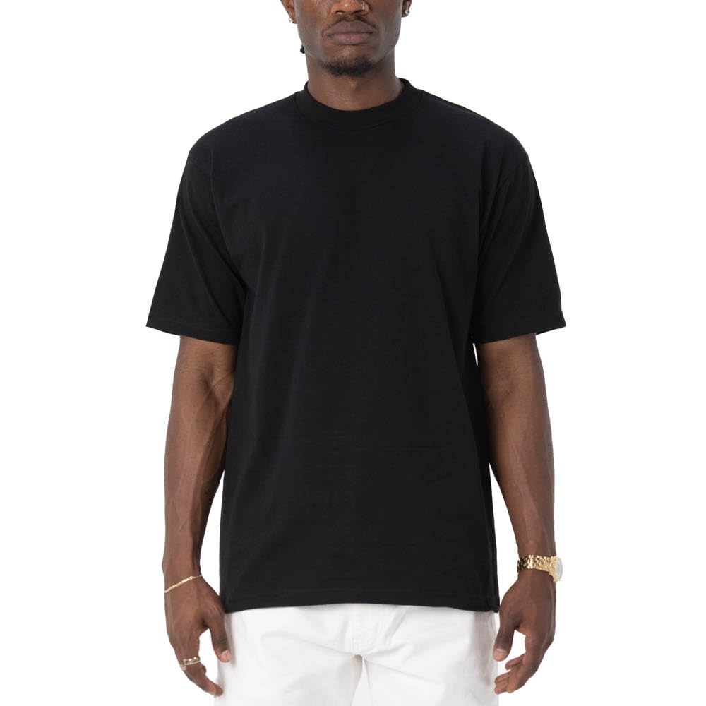 Pro Club Men's Heavyweight Cotton Short Sleeve Crew Neck T-Shirt, Black, XL-Tall