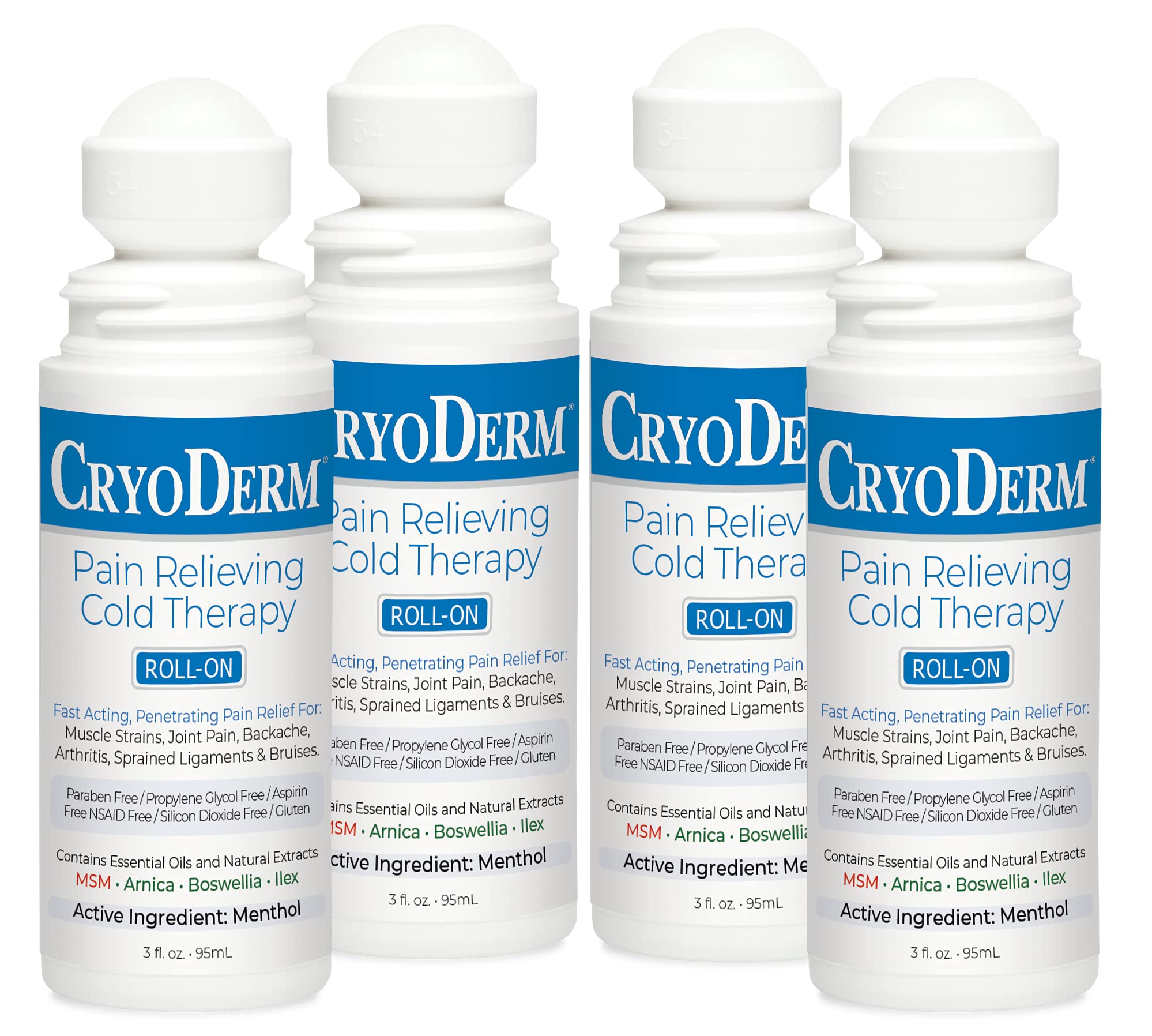CryoDerm D-Roll-On-3oz-4 Cold Roll-On 3 oz. (Pack of 4)