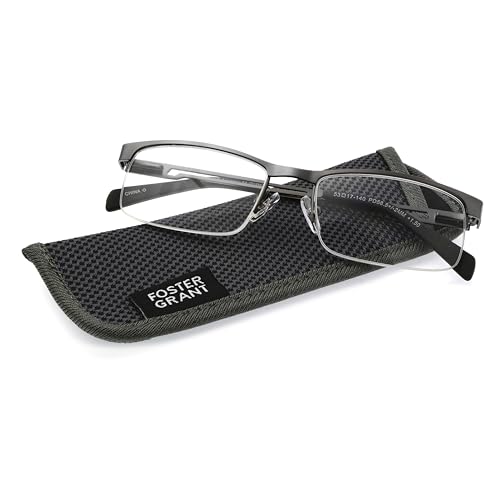 Foster Grant mens Latte Sunreaders® Segment Style Reading Glasses, Gunmetal/Transparent, 59 mm US