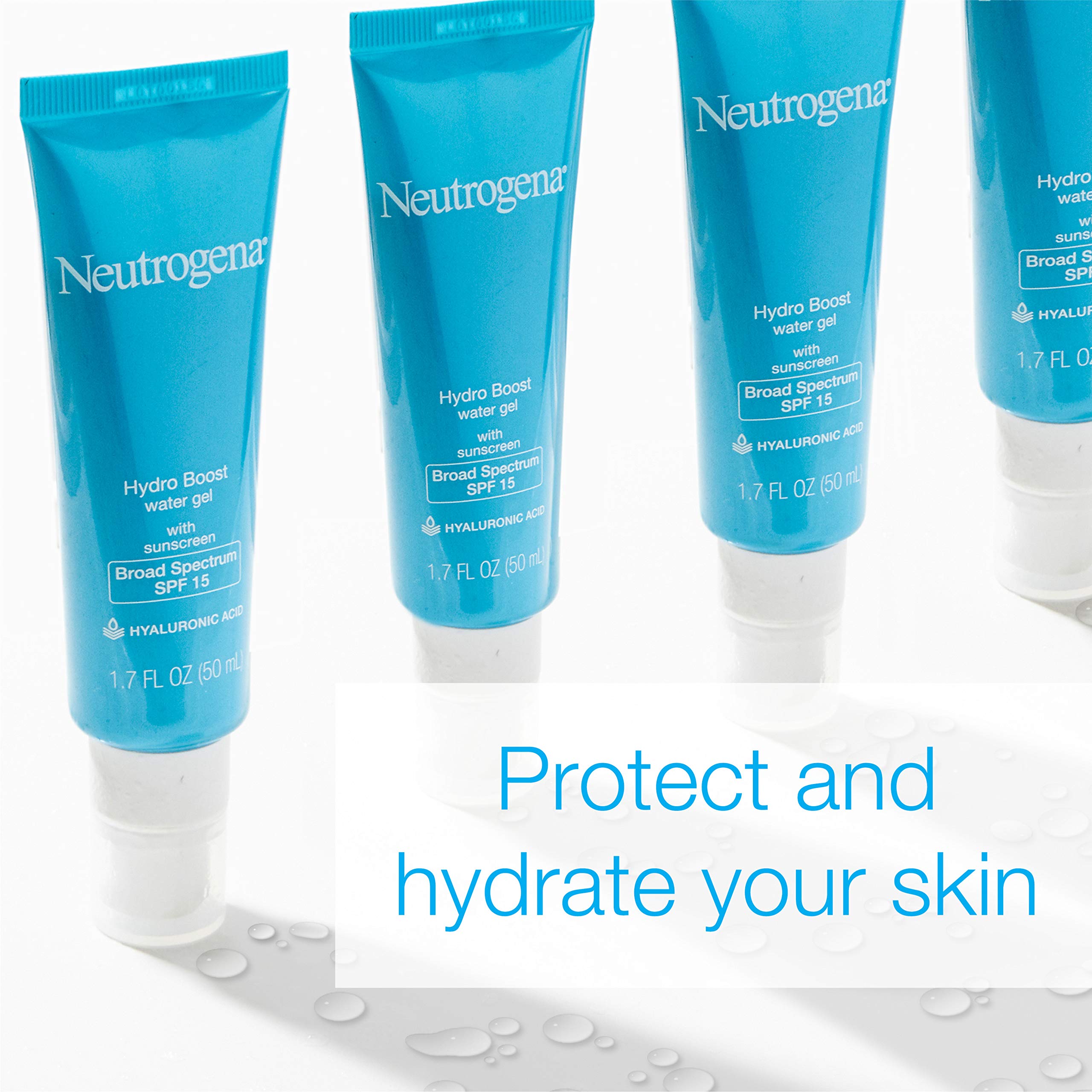 Neutrogena Hydro Boost Hydrating Hyaluronic Acid Gel Cream Moisturizer With SPF 15 Sunscreen, Daily Oil-Free and Non-Comedogenic Gel Cream, 1.7 fl. oz