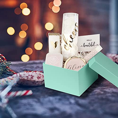 Square Gift Boxes with Lids Set of 4 Teal Green Gift Box Assorted Sizes Nesting Gift Boxes for Presents Birthday Bridesmaid Wedding Valentines Christmas Party Favor Boxes