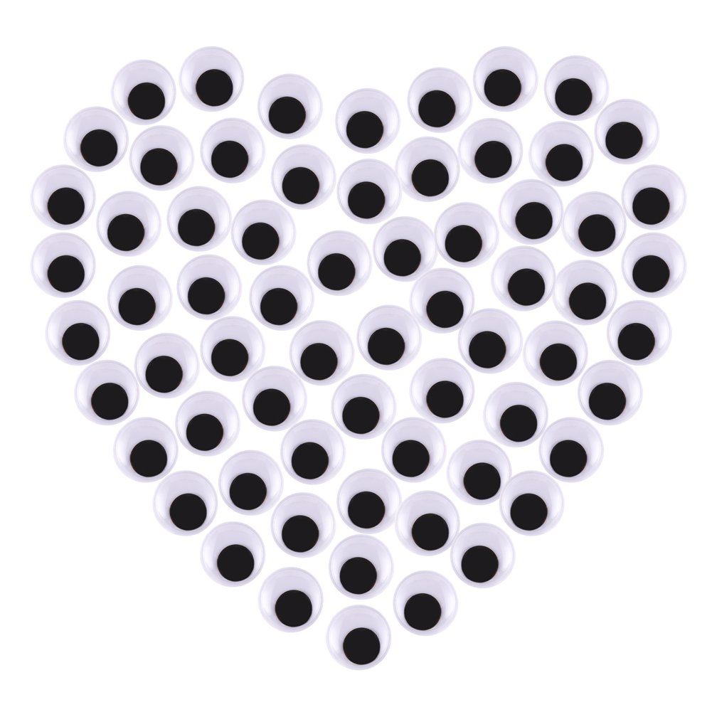 Decora 100pcs 18mm Round Wiggly Wobbly Googly Eyes Self-adhesive Peel Sticker