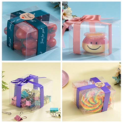 LEMEOSO 30Pcs Clear Favor Boxes 4 x 4 x 2.5 Inch Transparent Plastic Boxes for Packaging Party Favors Treats Candy Macaron Strawberries