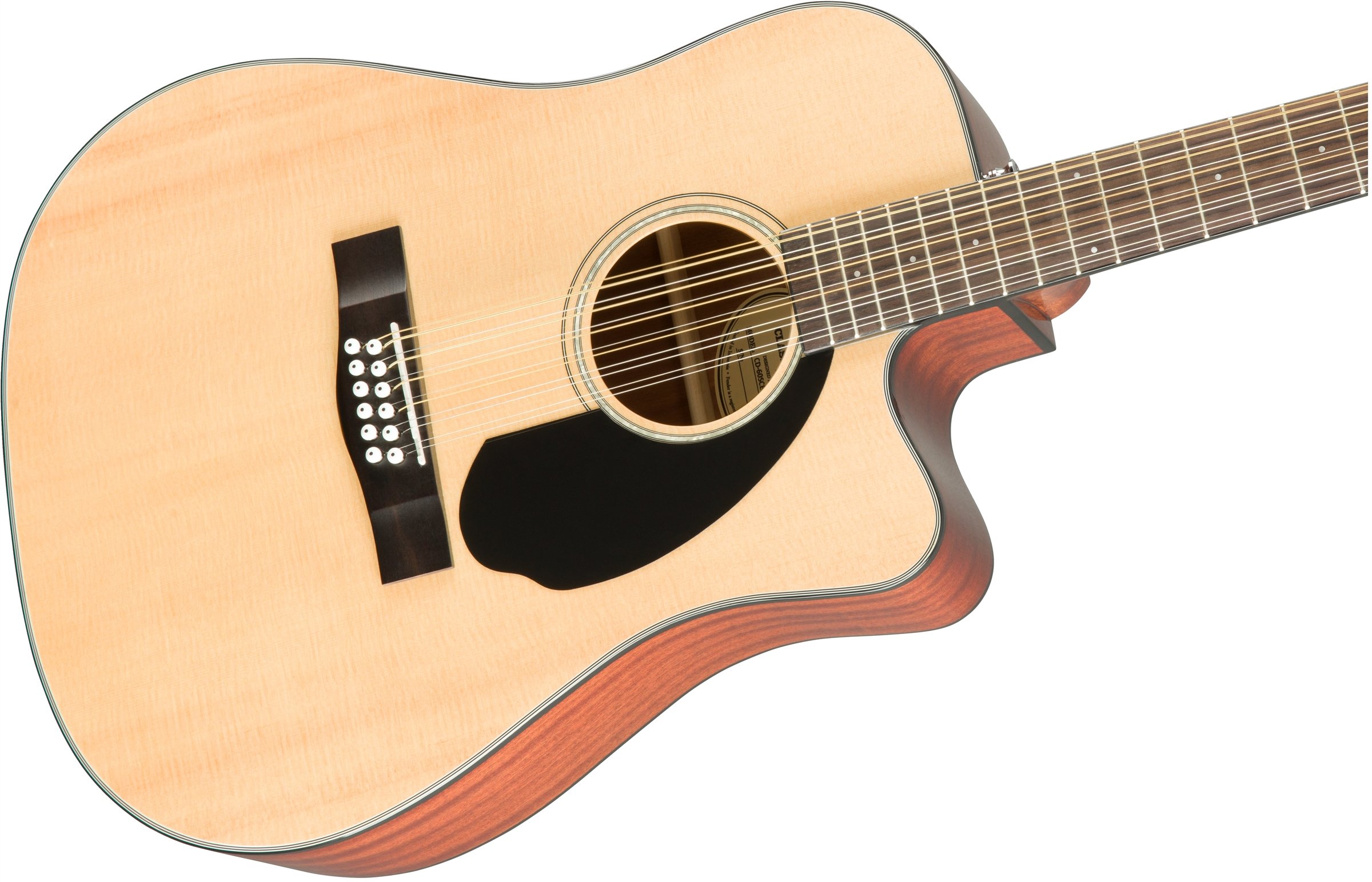 Fender CD-60SCE Acoustic-Electric Dreadnaught Body Style-Natural Finish, Right, 12-String Guitar (0970193021)