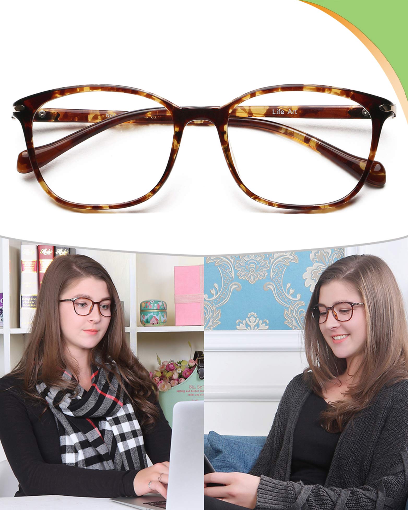 LifeArt Blue Light Blocking Glasses, Anti Eyestrain, Computer Reading Glasses, Gaming Glasses, TV Glasses for Women and Men, Anti Glare (Tortoise, No Magnification)