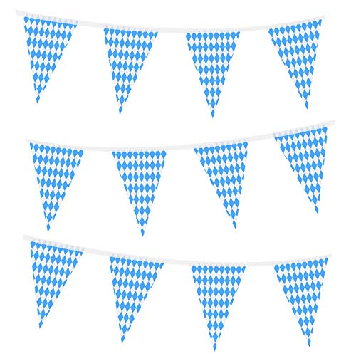 Sunshane 32.8 Feet Oktoberfest Bavarian Flag Pennant Banners for Oktoberfest Party Decorations, Color 1