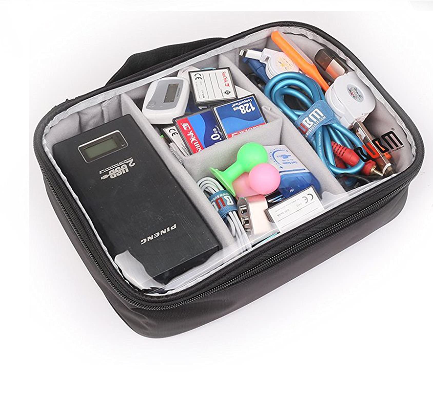BUBM 3pcs Multi-Functional (S/M/L in One) Electronic Organizer Travel Gadgets Bag for Cables, External Flash Drive, Mouse, Memory Card, Power Bank - Clear