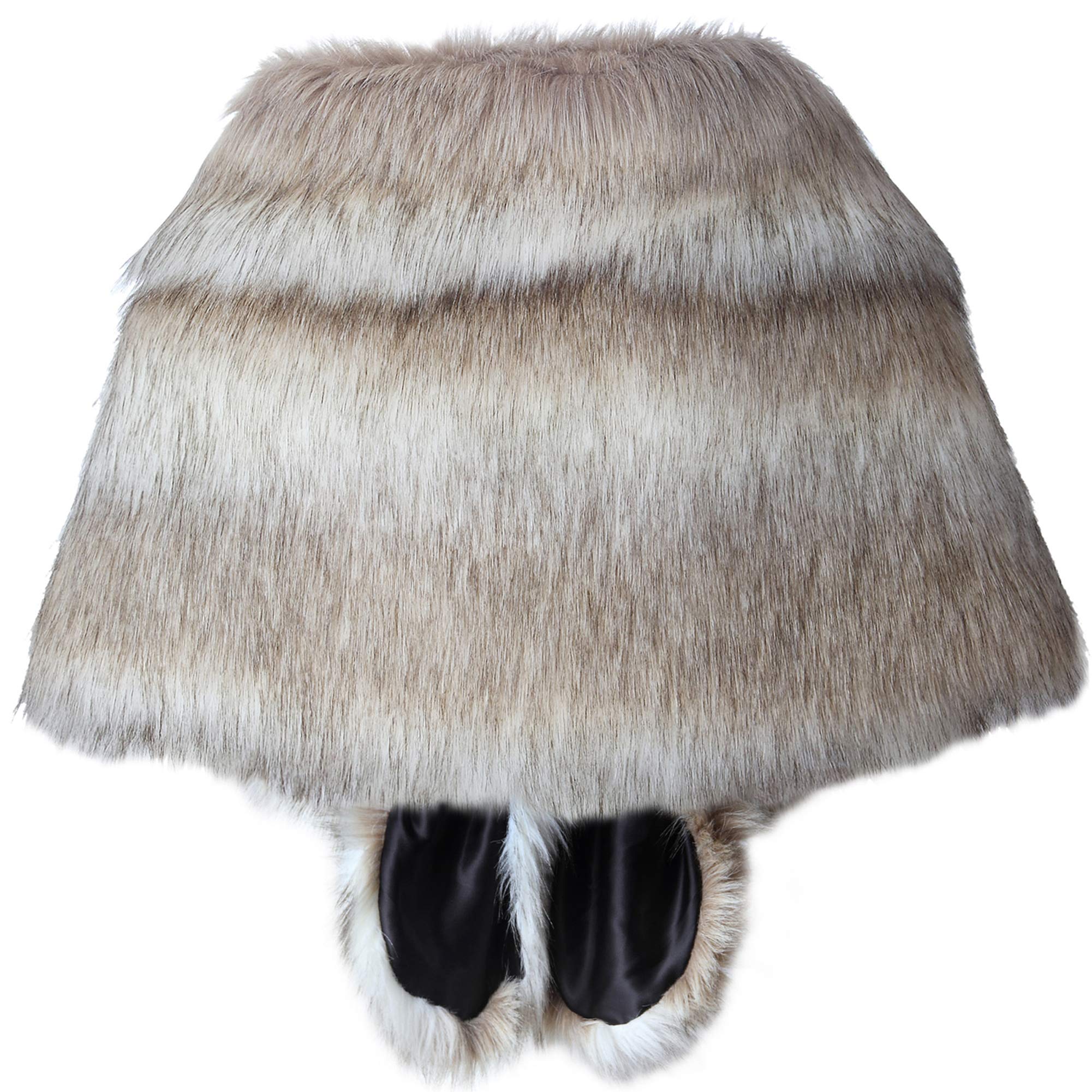 Caracilia Women Luxury Faux Fur Shawl Wrap Stole Cape For Wedding Fox Fur S CA95 Fox White / Brown