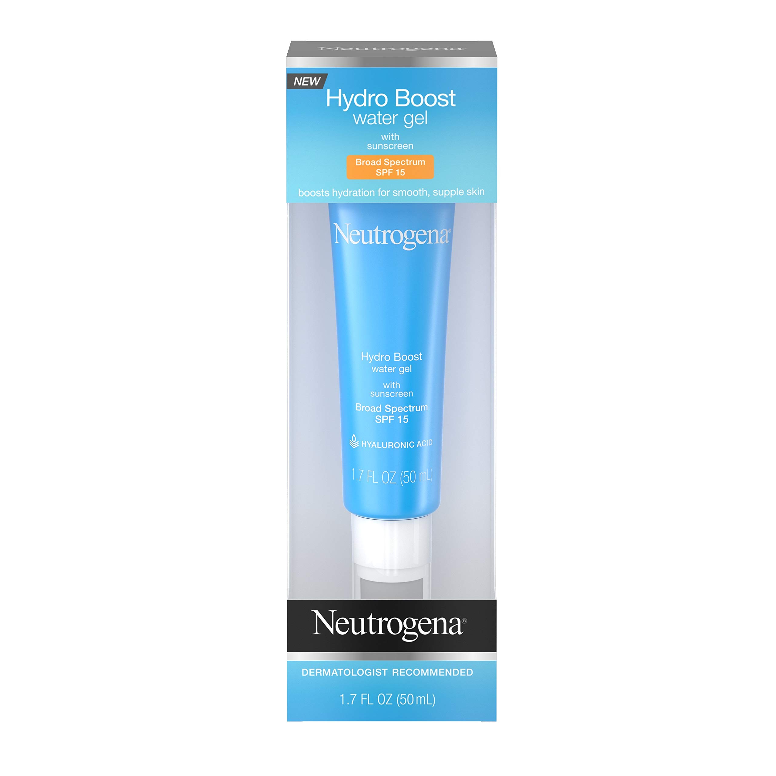 Neutrogena Hydro Boost Hydrating Hyaluronic Acid Gel Cream Moisturizer With SPF 15 Sunscreen, Daily Oil-Free and Non-Comedogenic Gel Cream, 1.7 fl. oz