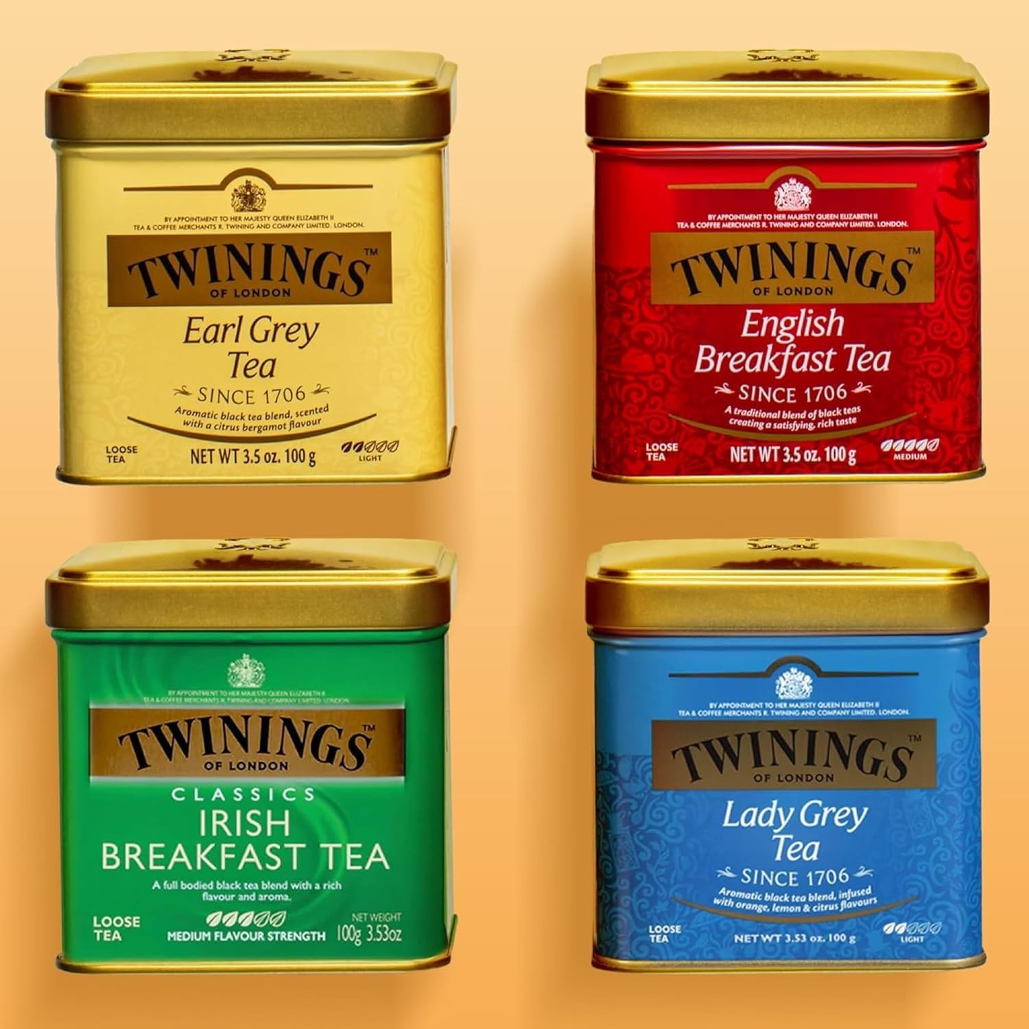 Twinings Earl Grey Loose Black Tea Tin, Flavored with Citrus and Bergamot, Caffeinated, 3.53 Ounce Tin (Pack of 3)