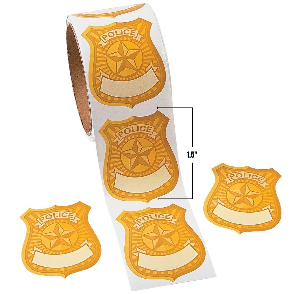 Police Badge Nametag Stickers for Birthday