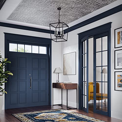 American Tin Ceilings [5 Pack Kit] 24" x 24" 100% Tin Nail-Up Ceiling Tiles | Pattern #3 Raw Unfinished Small Victorian Design with Floral Arching Diamonds for Ceilings & Kitchens | Kit-n-p03-raw