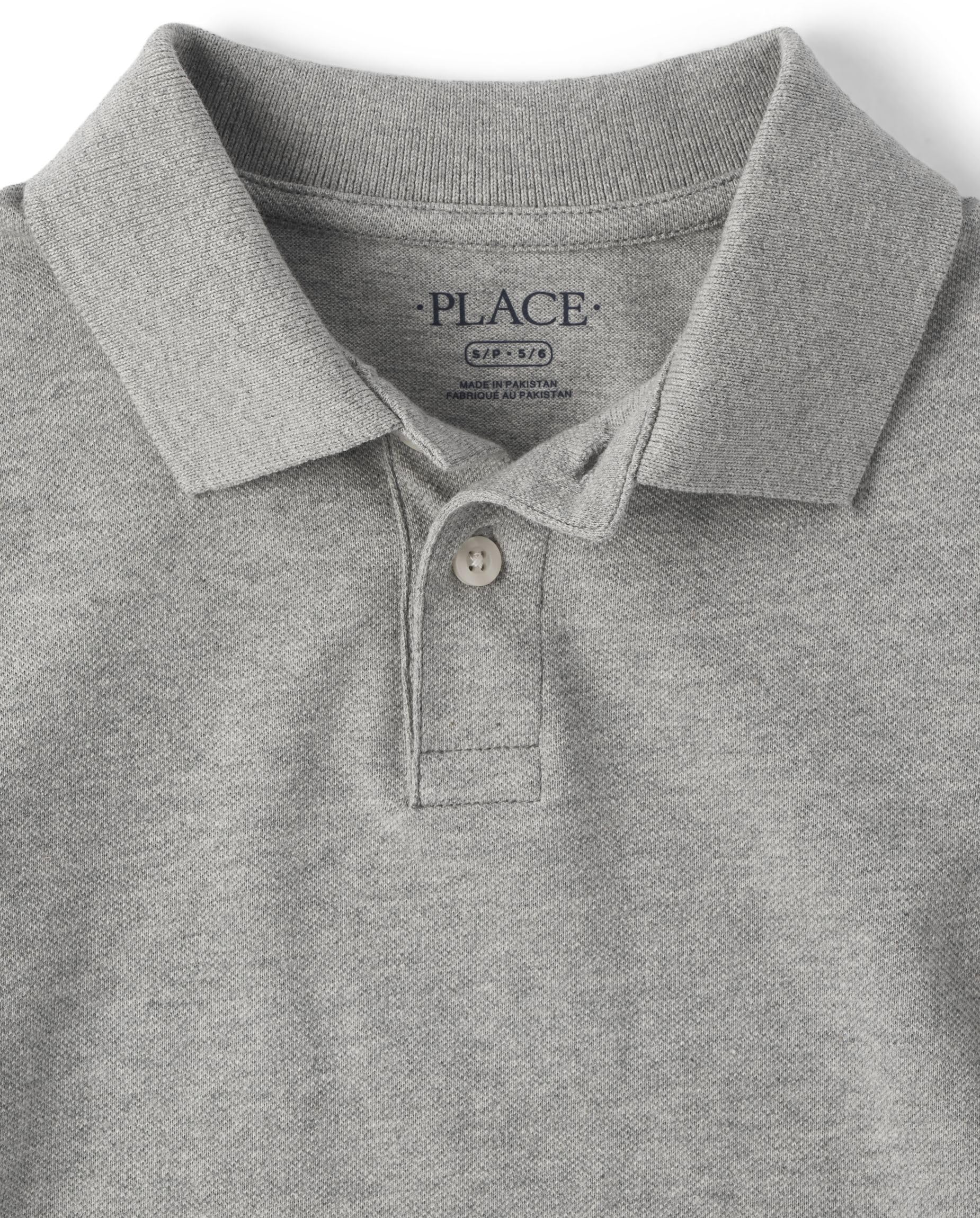 The Children's Place Boys Short Sleeve Pique Polo,Smoke Single,M (7/8)