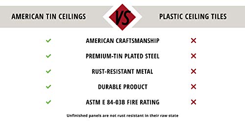 American Tin Ceilings [5 Pack Kit] 24" x 24" 100% Tin Nail-Up Ceiling Tiles | Pattern #3 Raw Unfinished Small Victorian Design with Floral Arching Diamonds for Ceilings & Kitchens | Kit-n-p03-raw