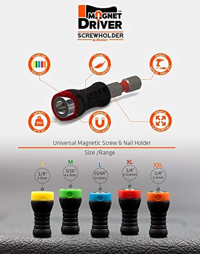Bit Holder Magnetic Magnet Driver® B50, The Great Invention that holds the Screws and allows Screw with One Hand, adaptable to any Screwdriver or Drill.