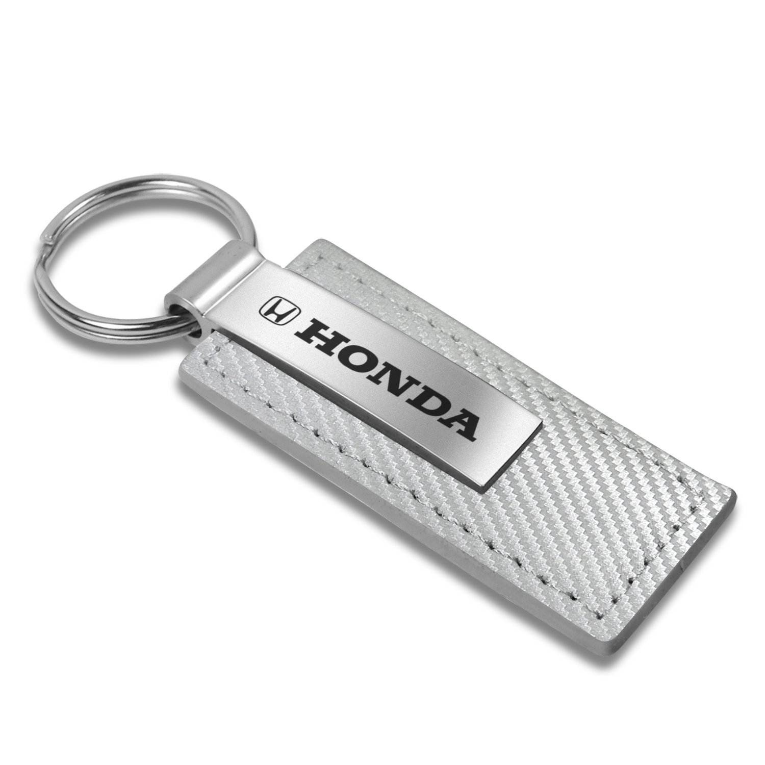 Au-TOMOTIVE GOLD Carbon Fiber Rectangular Leather Key Chain for Honda (White)