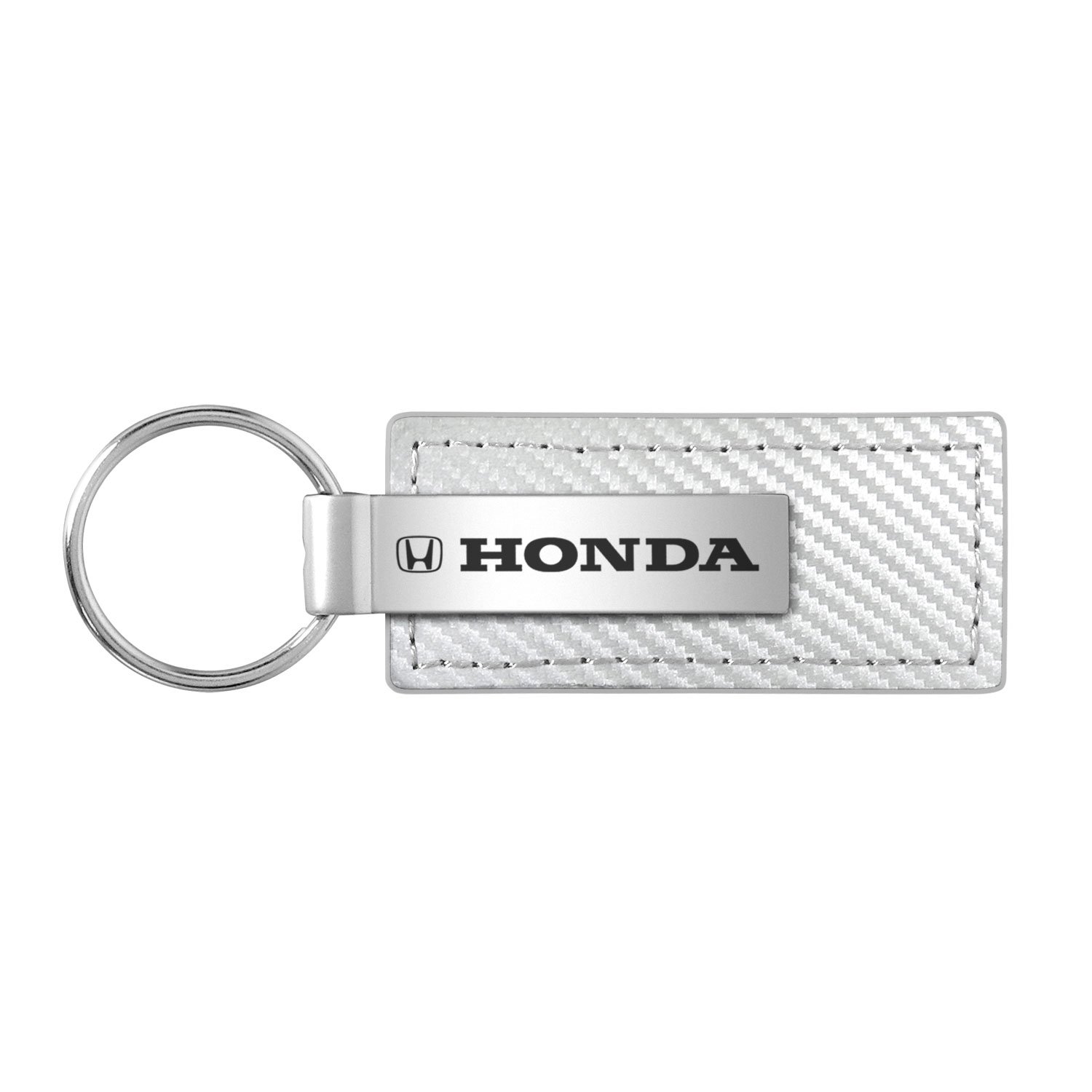 Au-TOMOTIVE GOLD Carbon Fiber Rectangular Leather Key Chain for Honda (White)