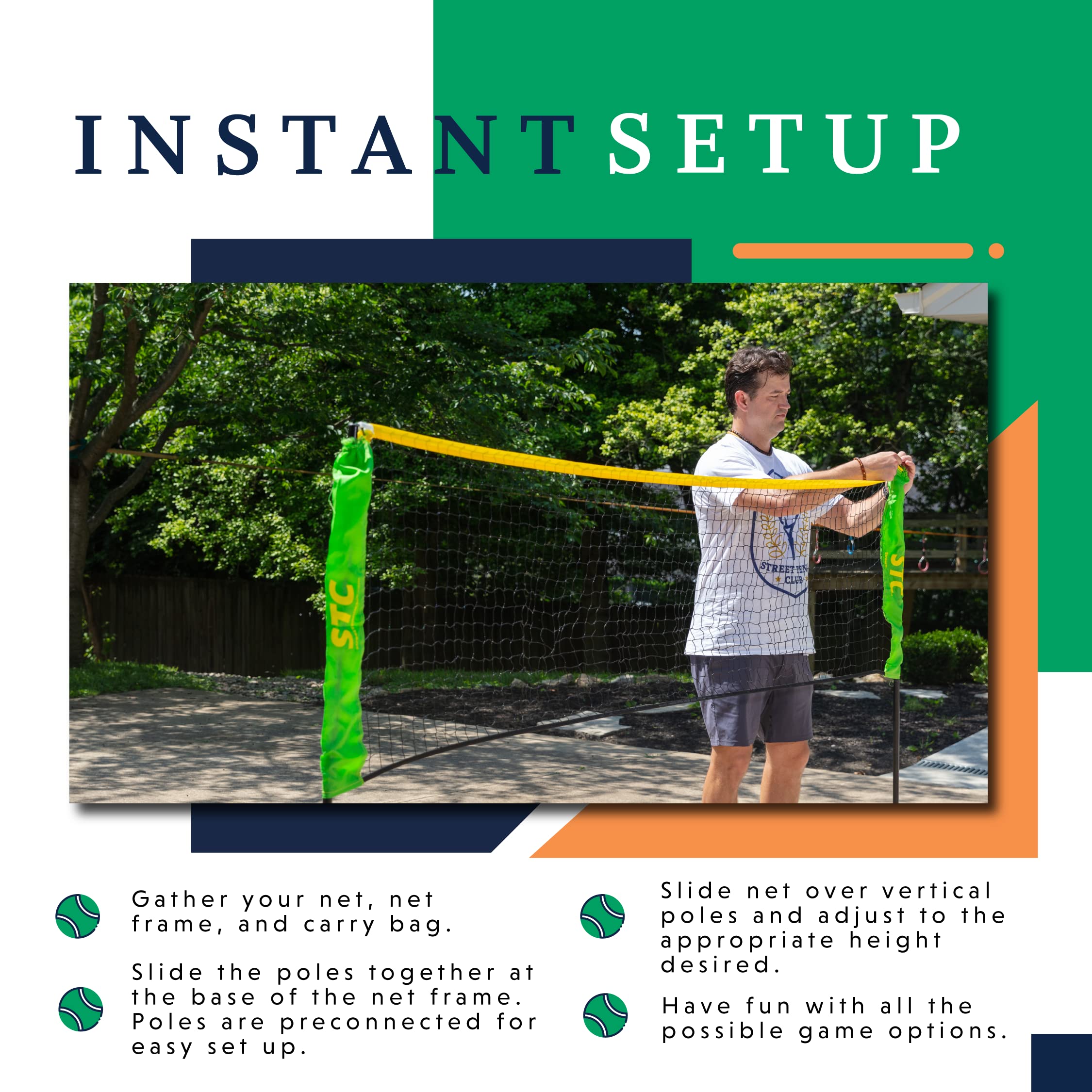 Portable Tennis Net for Driveway and Backyard – Kids’ Adjustable Tennis & Badminton Net – 10 x 5 Ft. Travel Net & Bag – Racket Sport & Volleyball Net for Backyard Games for Kids by Street Tennis Club