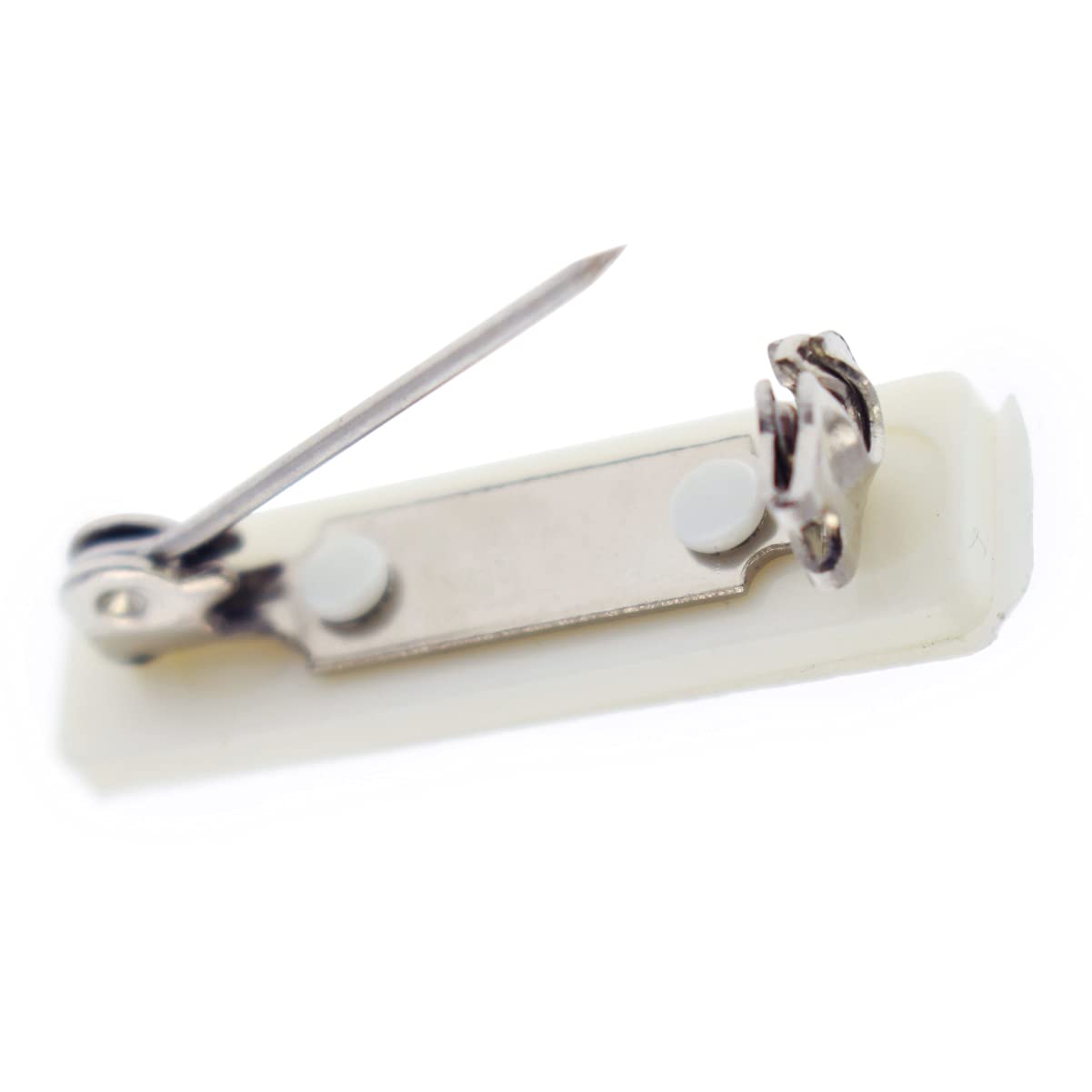 Bulk 50 Pack - Premium Safety Bar Pins with Adhesive Sticky Back & Metal Locking Clasp - Blank Safety Pin Backing for ID Badges, Nametags, Ribbons, and Crafting by Specialist ID